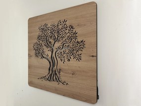 Li-Go "Olivovník" světelný obraz s baterií 62x62cm varianta ovládání: manuál/pohybové čidlo, provedení povrchu: dub světlý