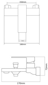 Gamma Cube, nástěnná vanová baterie, chromová, GMA-BCEW-CH