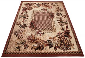 Kusový koberec ATLAS 7192B Květy béžový hnědý Rozměr: 70x300 cm