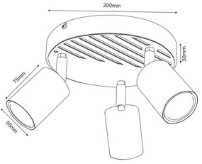 Bodové svítidlo TERRA 3xGU10/8W/230V černá/dub