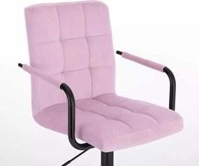 LuxuryForm DESIGN Barová židle VERONA BLACK VELUR na černé hranaté podstavě - levandule