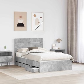 Rám postele s čelo Betonově šedá 135 x 190 cm Inženýrské dřevo 3411840