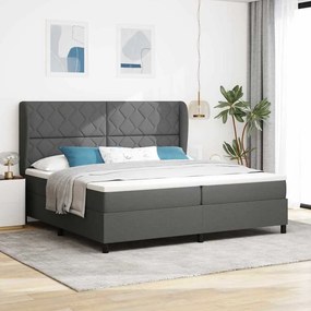 Postel s boxspringem s čelo Tmavě šedá 200 x 200 cm textil 3340649