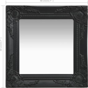 Nástěnné zrcadlo barokní styl 40 x 40 cm černé 320307