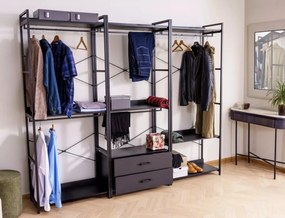 Otevřená šatní skříň Rin 01 200 cm černá