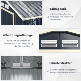 Costway Venkovní kovový přístřešek Zahradní přístřešek Ocelový přístřešek, šedá