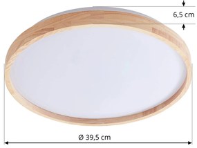 Lindby Smart LED stropní svítidlo Mirren wood Ø39,5cm CCT Tuya