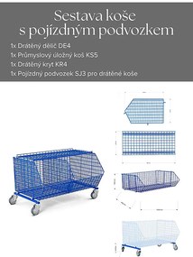 FEROPLAST spol. s.r.o Průmyslový úložný koš KS5, kompletní set 1 koše na kolečkách