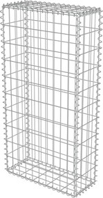 Gabionová zeď s kryty z pozinkované oceli 50 x 20 x 100 cm 143576