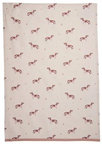 Bavlněná čtvercová utěrka s jezevčíkem Dachshund Love – 50x70 cm