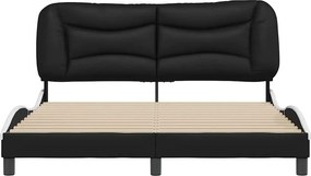Rám postele bez matrace Hvar černý a bílý 160 x 200 cm umělá kůže 3208014
