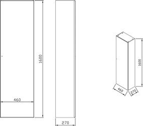 Ravak SB Formy 460 dub 460 x 270 x 1600 X000001261