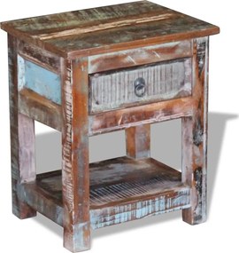 vidaXL Odkládací stolek zásuvka masivní recyklované dřevo 43x33x51 cm [243456]