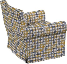 Potah na křeslo IKEA Ektorp Jennylund barva modrá látka pletený vzor, vzorované
