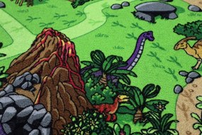 Vopi, Dětský kusový koberec Dino kruh, 100x100 (průměr) kruh, vícebarevná, dětský pokoj