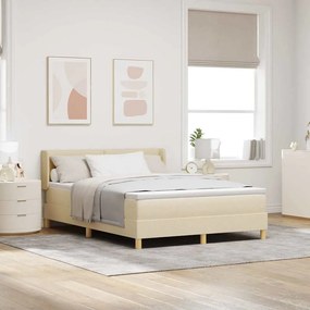 Postel s boxspringem s čelo Krémová 190 x 140 cm textil 3341291