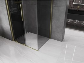 Mexen Velar, sprchový kout s posuvnými dveřmi 110 x 75 cm, 8mm šedé sklo, zlatá matná, 871-110-075-41-55