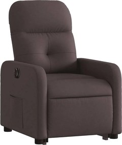 Elektrické zvedací polohovací křeslo tmavě hnědé textil 3206818