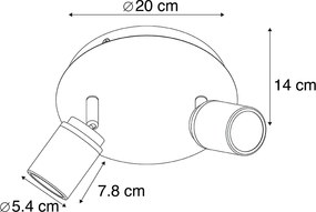 Chytrý moderní reflektor černý vč. GU10 2-světla IP44 - Ducha