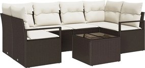 Set pohovek 7 ks 6-Počet míst Hnědá a krémová polyratan 3346278