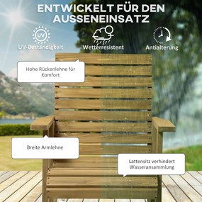Houpací křeslo Outsunny s opěrkami, zahradní křeslo pro relaxaci na balkoně a terase, nosnost do 130 kg, borové dřevo, světle hnědé 64 x 86 x 85 cm