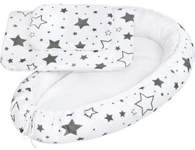 Luxusní hnízdečko s peřinkami pro miminko New Baby hvězdy šedé Barva: Bílá