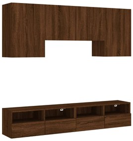 5dílná obývací stěna hnědý dub kompozitní dřevo - Default Title