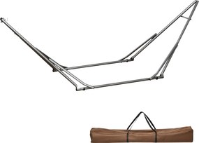 Houpací síťový stojan Outsunny, skládací 2 v 1, stojan na oblečení pro terasu, zahradu, dvorek, nosnost až 120kg, ocel, 290 x 92 x 88cm | Aosom