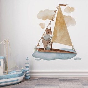 Gario Dětská nálepka na zeď Magical animals - myšky na loďce Rozměry: 110 x 96 cm