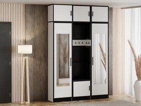 Šatní skříň s nástavcem ROJ 12 bílý + ekokůže černý