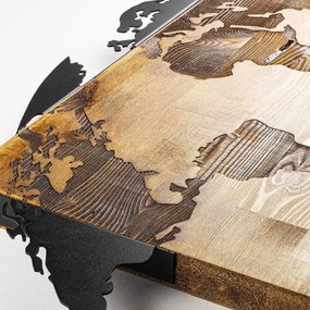 Nástěnná dřevěná dekorace WORLD MAP hnědá/černá
