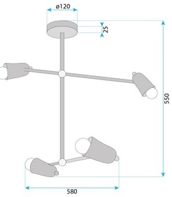 Toolight Závěsné osvětlení Modern D19 APP1708-4CP černé, zlaté