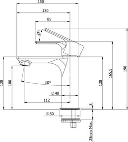 Sapho Sapho, PAX stojánková umyvadlová baterie bez výpusti, černá matná, XA02/15
