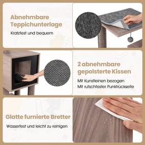 Costway Moderní škrabadlo pro domácí kočky 94 cm patrová dřevěná věž