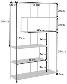 Designový regál Maille 185 x 114 cm černý jasan