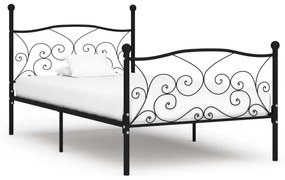 Rám postele s laťkovým roštem černý kov 90 x 200 cm,  284454 HangarStore.cz