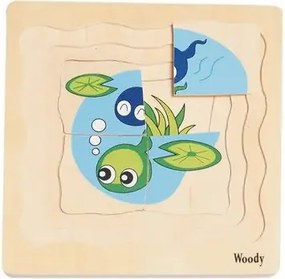 Woody Puzzle na desce ´´Vývoj žáby´´ / od 3 let
