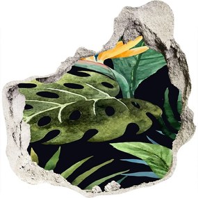 Wallmuralia Nálepka 3D díra na zeď Tropické květiny 75x75 cm