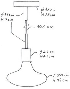 creative cables Závěsná lampa s textilním kabelem, kovovými detaily a 7cm kabelovou průchodkou Barva: Černá-mosaz