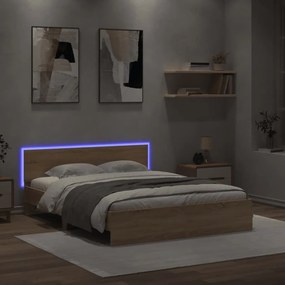 Rám postele s čelem a LED osvětlením dub sonoma 160 x 200 cm,  3207597