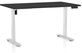 Výškově nastavitelný stůl OfficeTech B, 140 x 80 cm, bílá podnož, černá