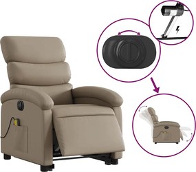 Elektrické zvedací masážní polohovací křeslo cappuccino koženka 3204067