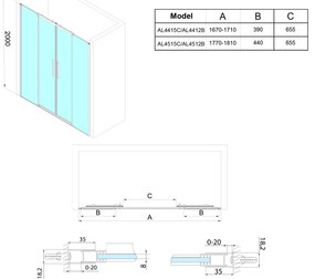 Polysan Altis sprchové dveře do niky 180 x 200 cm posuvné tříkřídlé chrom čiré sklo AL4515C