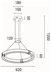 LED Lustr na lanku LUIS LED/21W/230V 3000K 42x120 cm