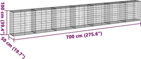 Gabionový koš s víkem 700 x 50 x 100 cm pozinkované železo 3295148