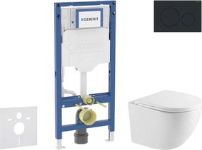 Geberit Duofix - Set předstěnové instalace, klozetu Oudee a sedátka softclose, tlačítko Sigma20, matná černá/černá SANI11CA5157