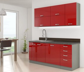 Luxusní kuchyně Rosso 180cm, červený lesk
