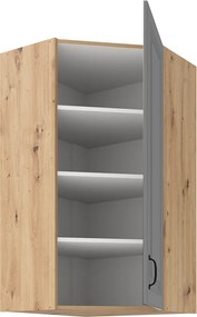 STILO ad | horní skříňka 60x60 GN-108 1F (45°) rohová s policemi | EXTRA VYSOKÁ | UNI dvířka | artisan/šedá