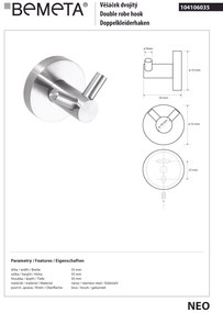 Bemeta Design NEO: Háček, dvojitý -