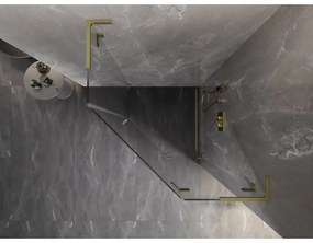 Mexen Lunar, L pětiúhelníkový sprchový kout s pravým sklonem 90 x 90 cm, 8mm čiré sklo, zlatý matný profil, 831L-090P-090L-55-00-P